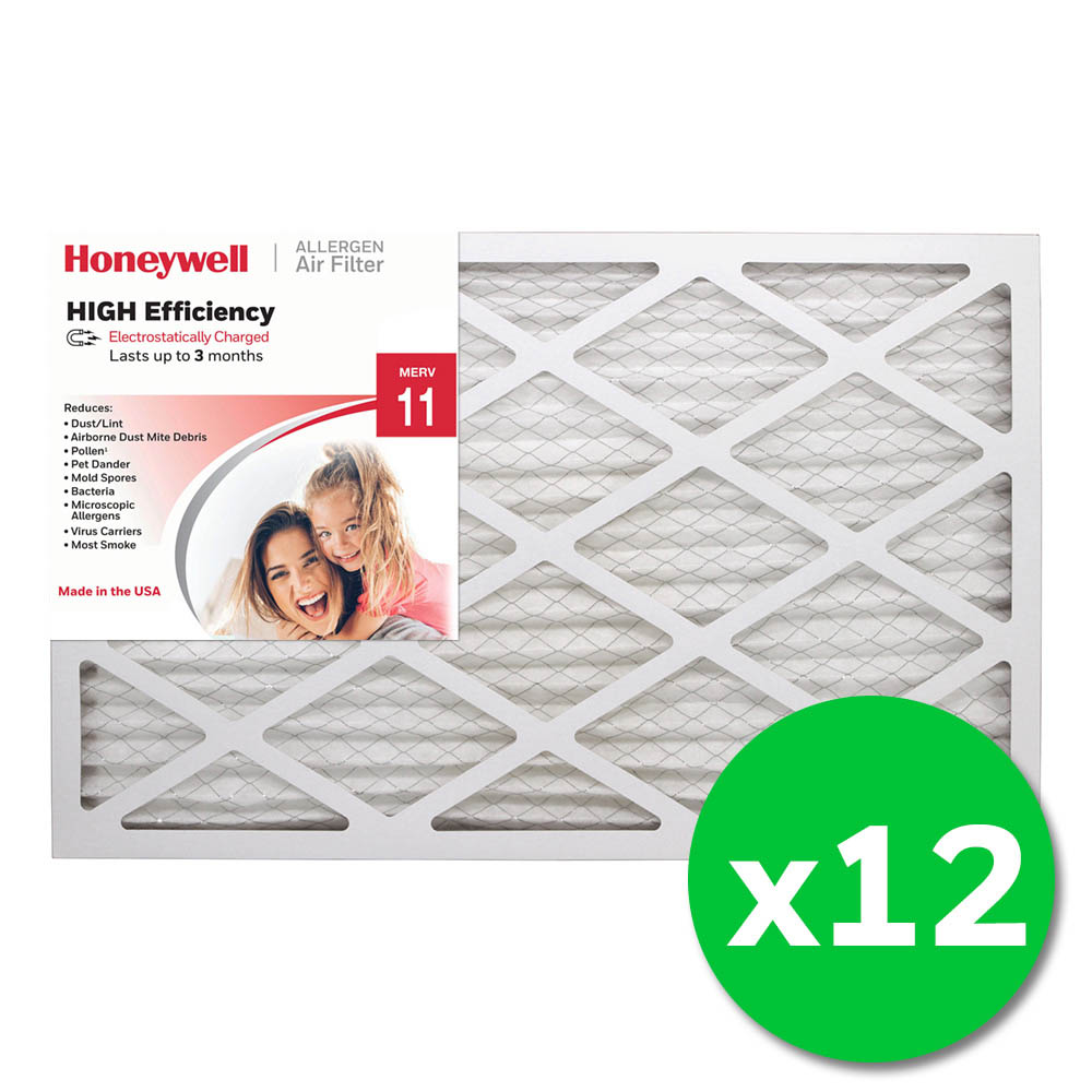 Honeywell 16x25x1 Furnace Air Filter High Efficiency MERV 11 12 Pack